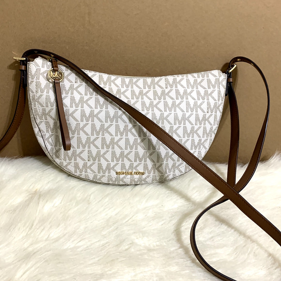 Michael Kors | Bags | Michael Kors Vanilla Monogrammed Leather Camden ...